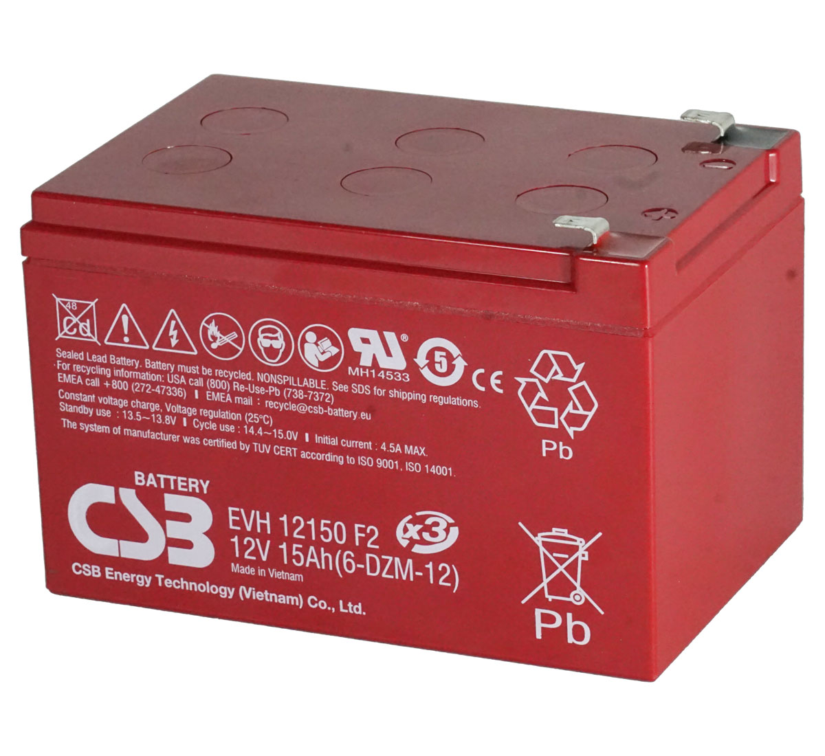 CSB EVH12150 12V 15Ah Cyclic Battery - Free Delivery | MDS Battery