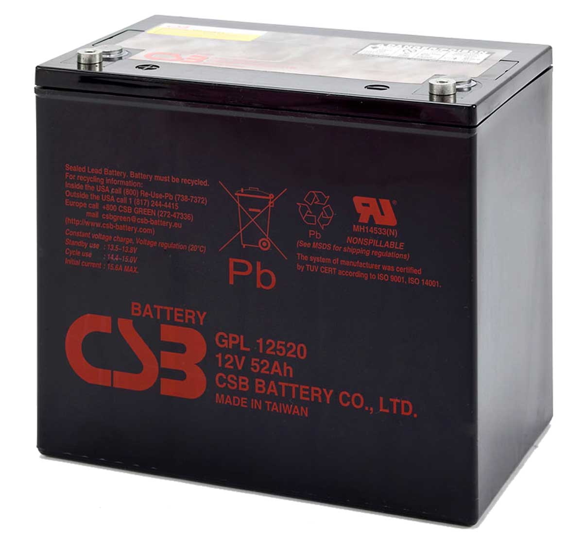 CSB GPL12520 12V 52AH 10 Year Life Battery | MDS Battery