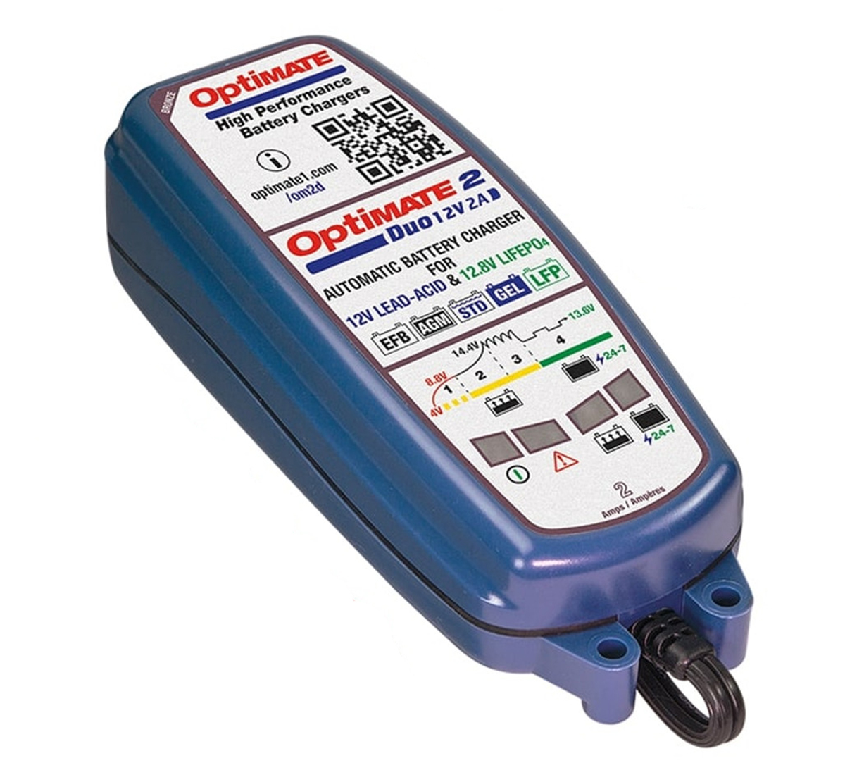 Optimate 2 Duo 12V 2.0A Battery Charger - Lead Acid & Lithium | MDS Battery